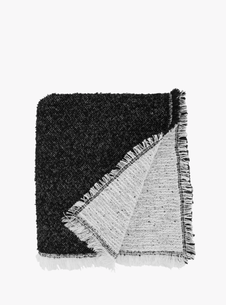 Black & Cream Reversible Heathered Throw Blanket – The Style Edit ...